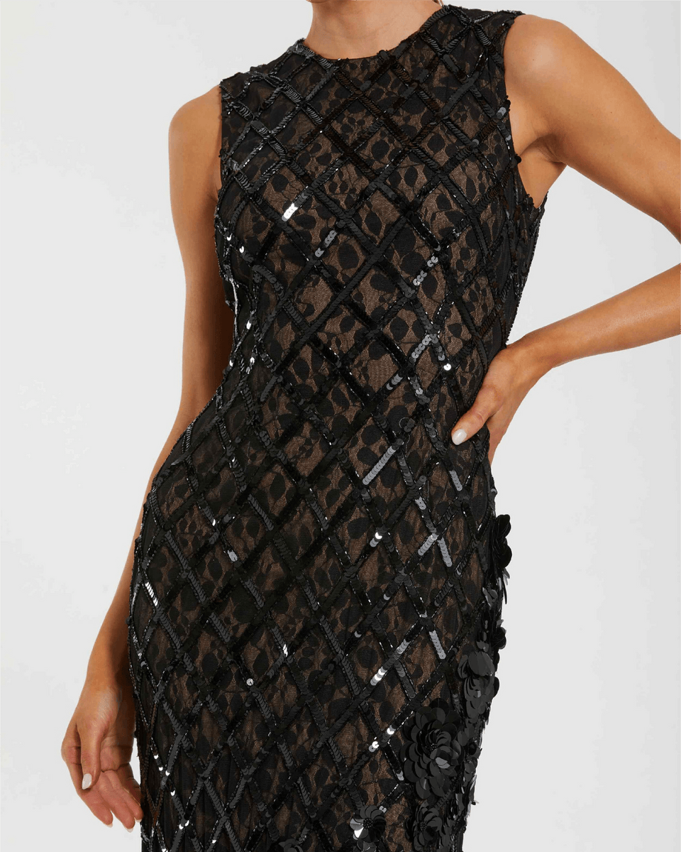 Mac Duggal Black Embellished Sleeveless Mermaid Gown | Al Boushiya ...