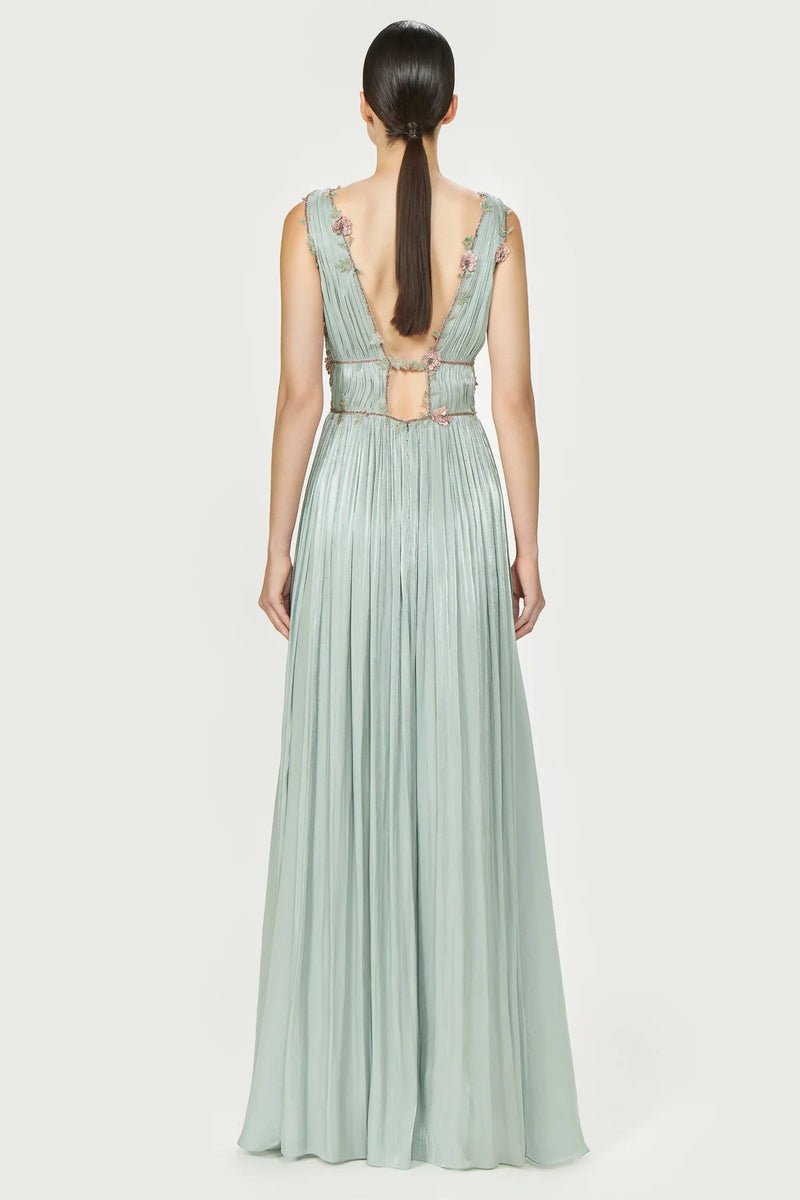 Costarellos Nalina Embroidered Pleated Gown – Al Boushiya – ALBOUSHIYA